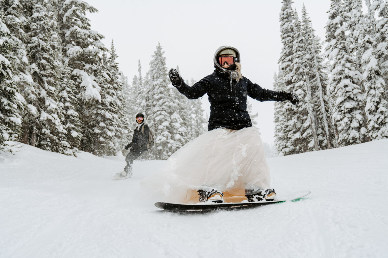 Mt Rainier Winter Wedding: Snowboarding Elopement