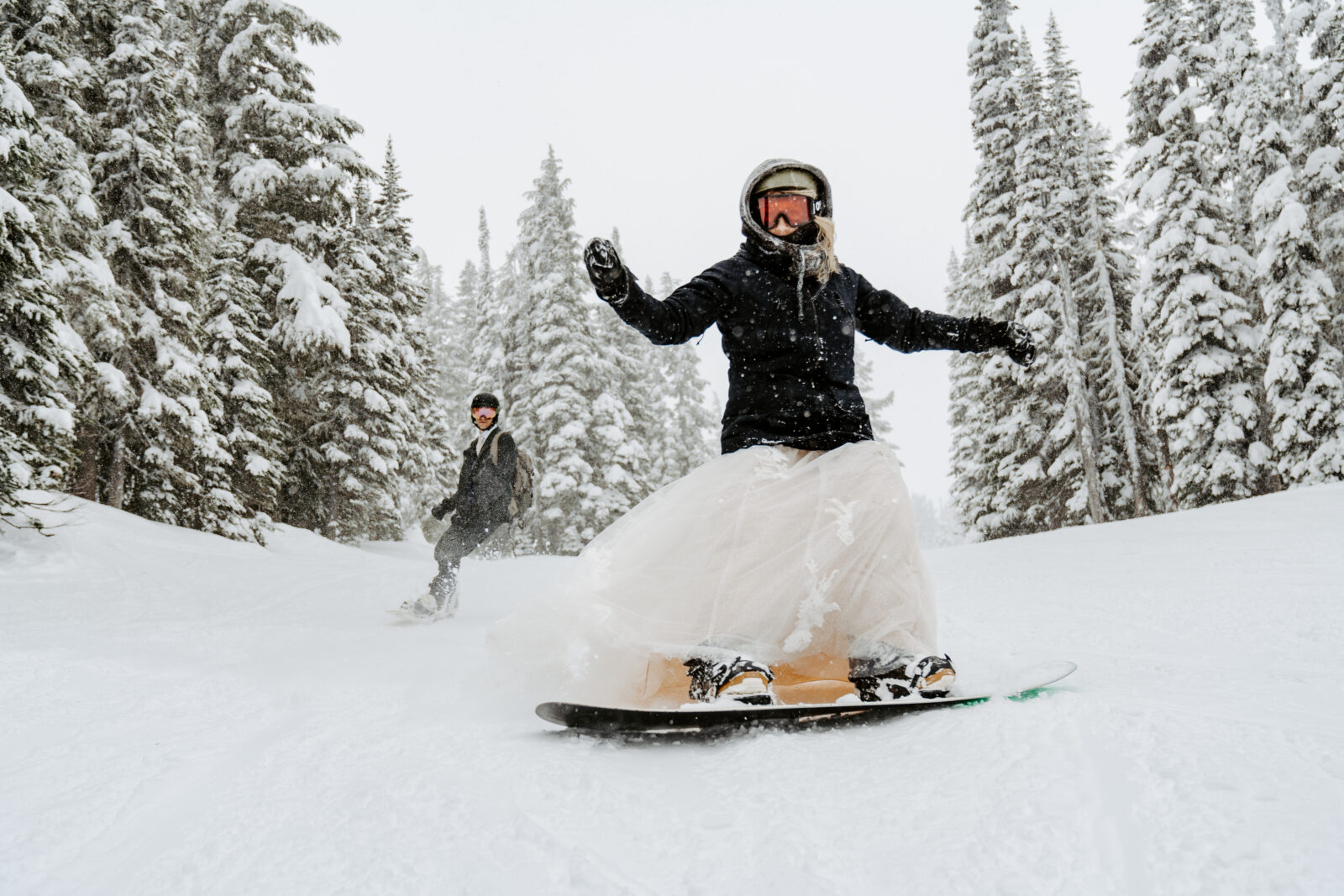Mt Rainier Winter Wedding: Snowboarding Elopement