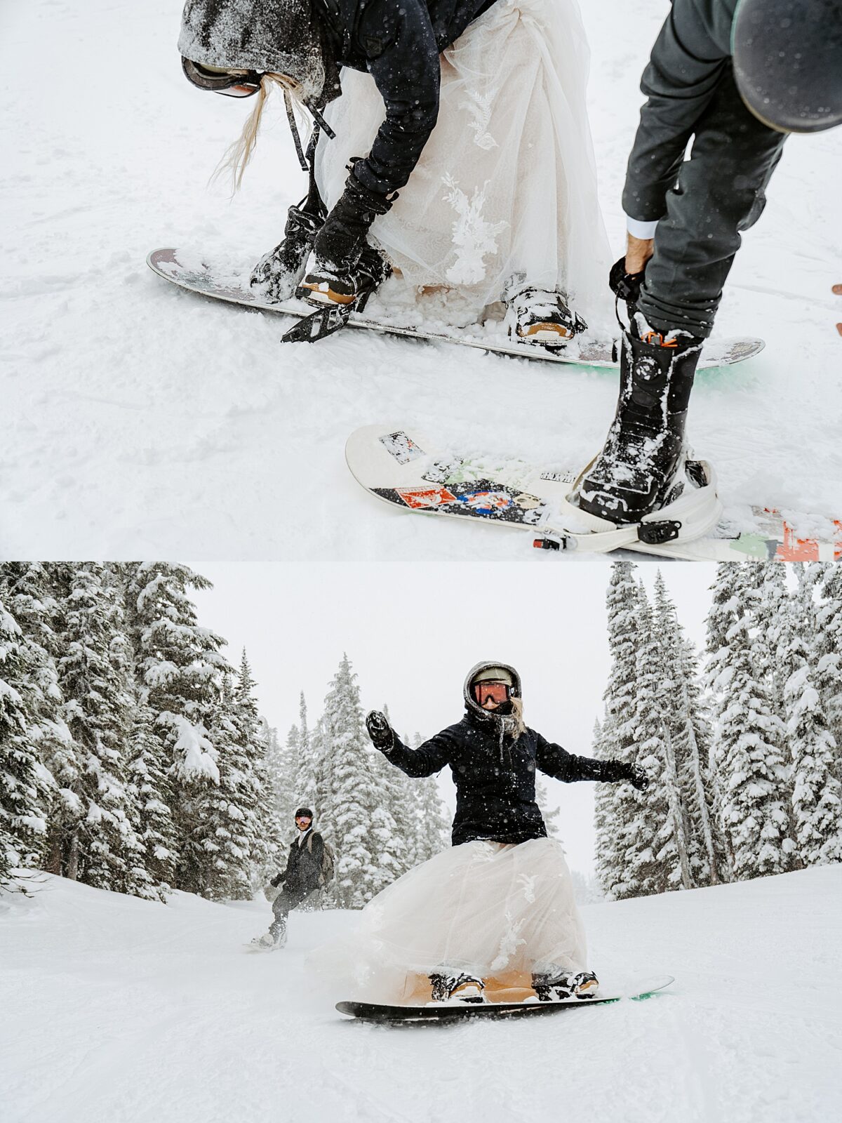 Mt Rainier Winter Wedding: Snowboarding Elopement