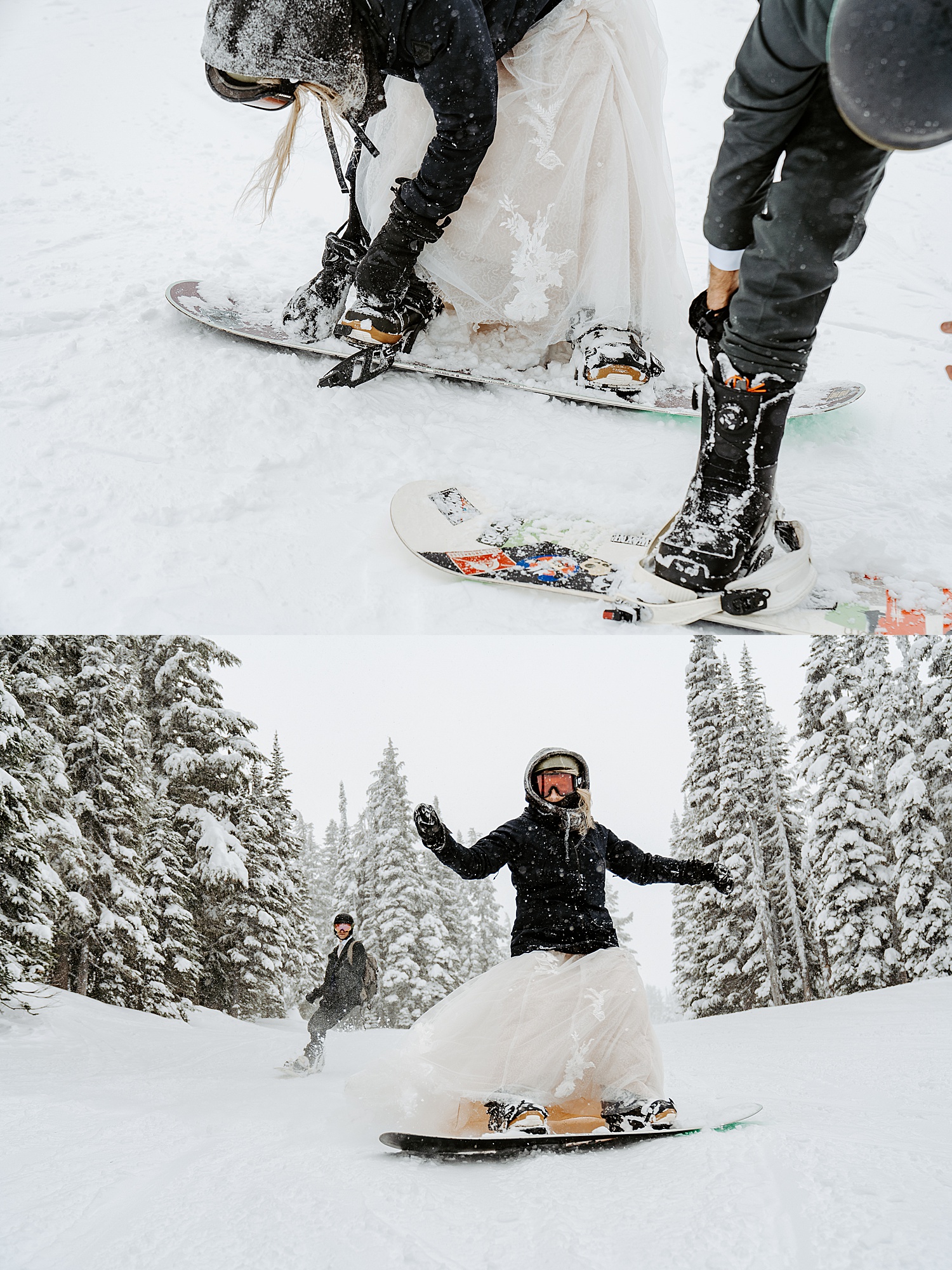 Mt Rainier Winter Wedding: Snowboarding Elopement